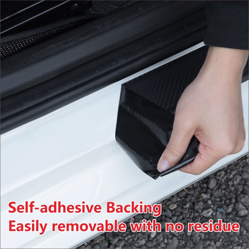 4PCS Car Door Sill Protector Universal 3D Carbon Fiber Texture ...