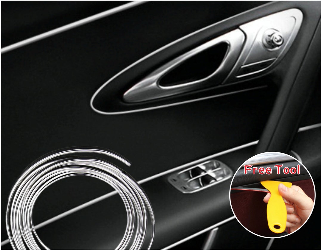 Chrome Silver Car Interior Decorative Molding Door Panel Gap Trim DIY ...