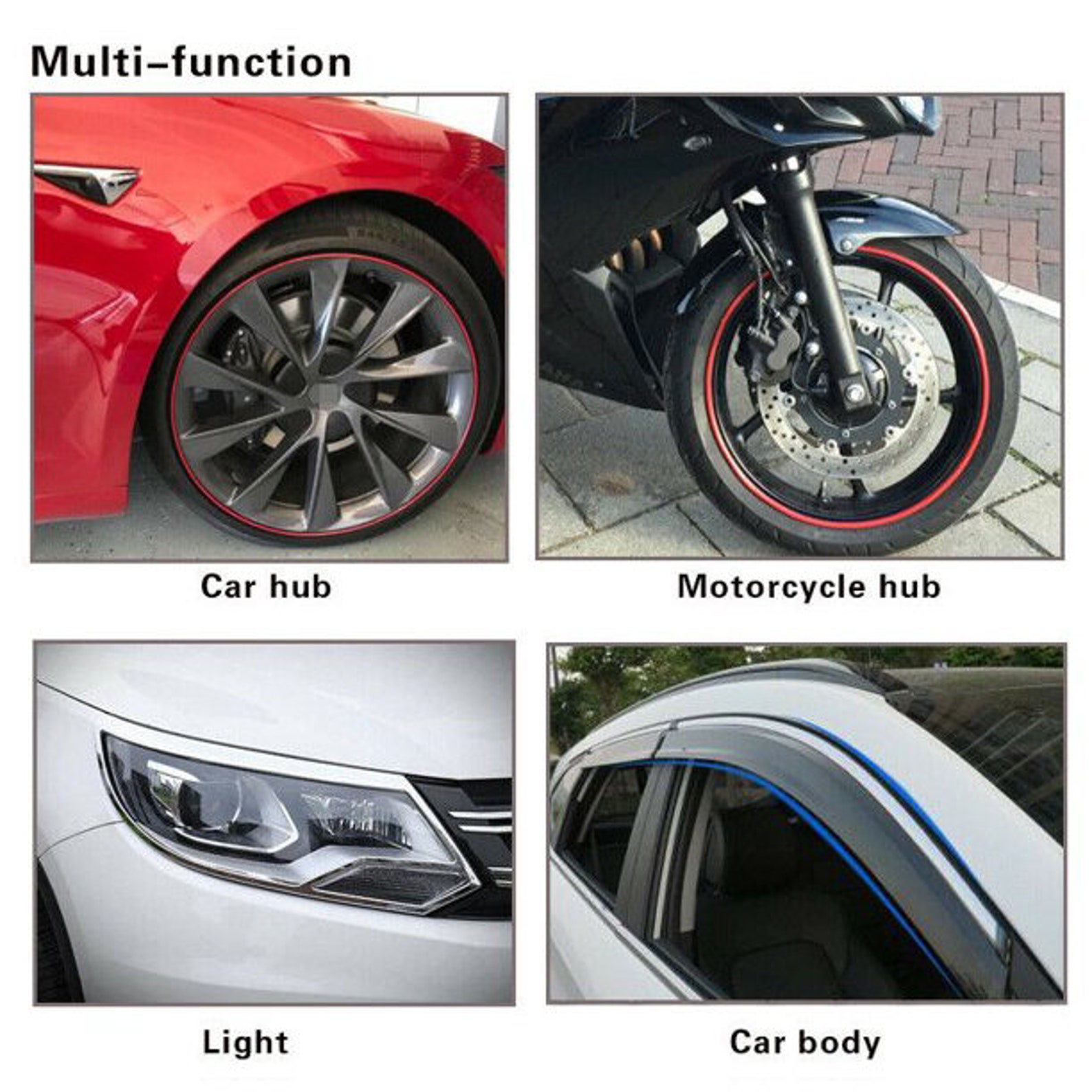 26FT Red Car Wheel Hub Rim Edge Protector Ring Tire Guard Sticker ...