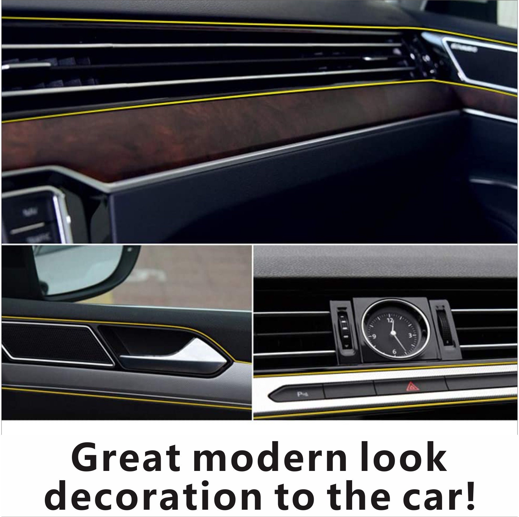 Chrome Gold Car Interior Decorative Molding Door Panel Gap Trim DIY ...