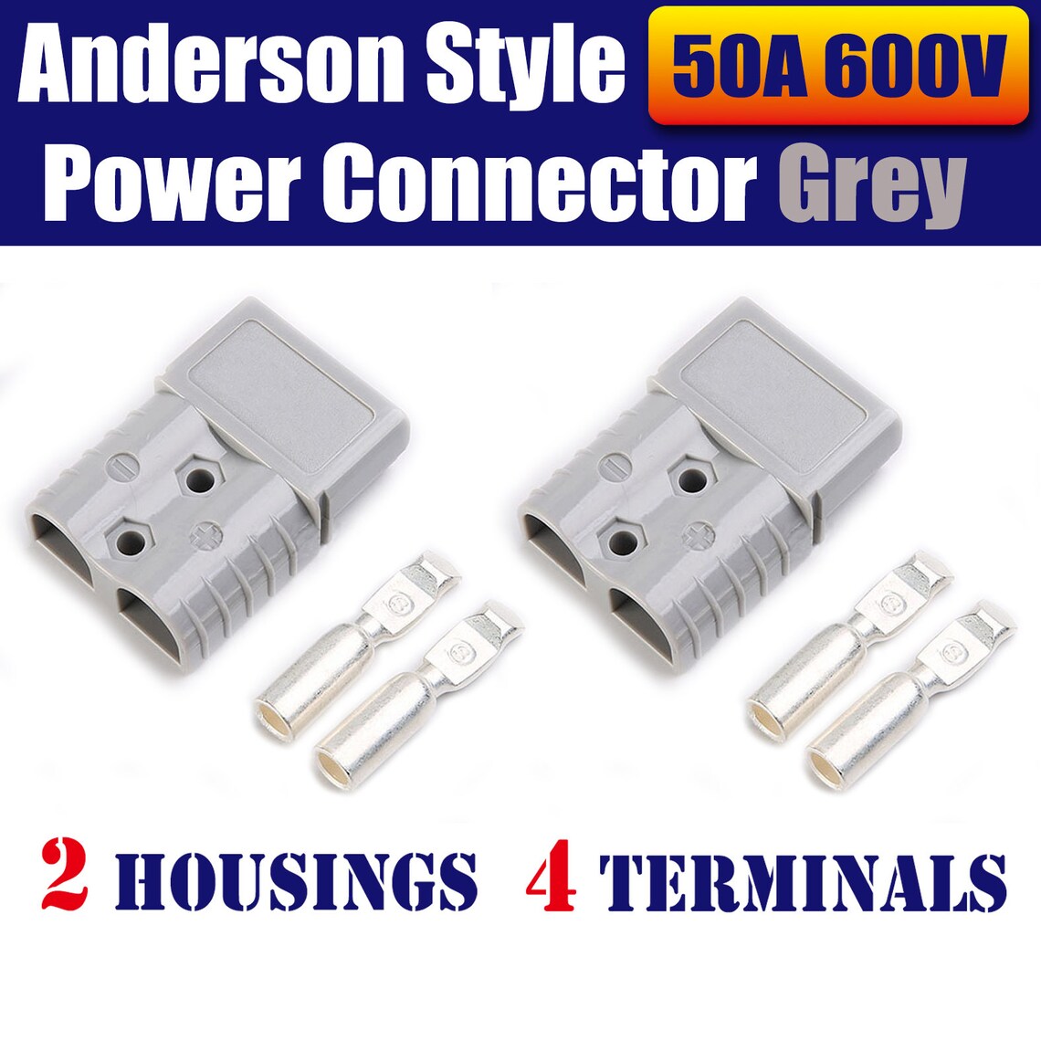 50Amp Anderson Compatible 2 Pole Power Connector Plug Gray | Etsy