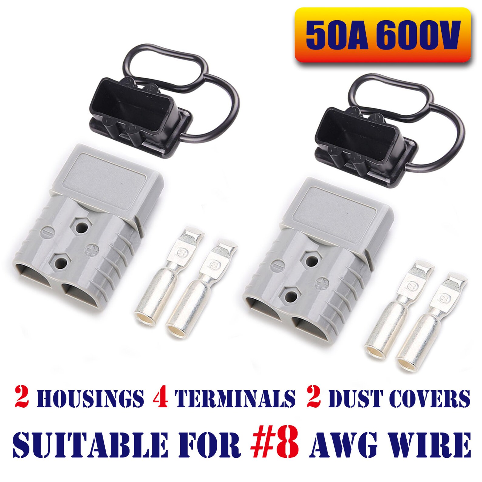 50amp Anderson Compatible 2 Pole Power Connector Plug Gray | Etsy