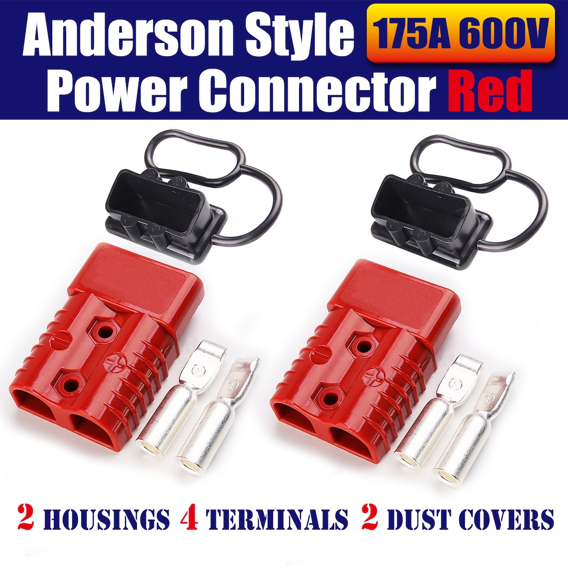 175amp Anderson Compatible 2 Pole Power Connector Plug RED | Etsy