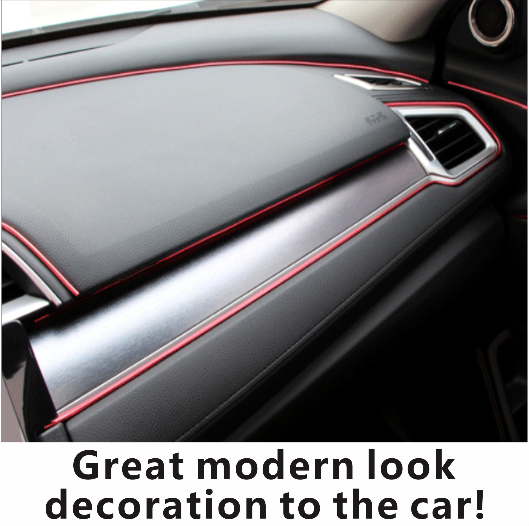 Car Interior Trim Strip Chrome Red Car Door Edge Trim - 5 Meter Strip ...