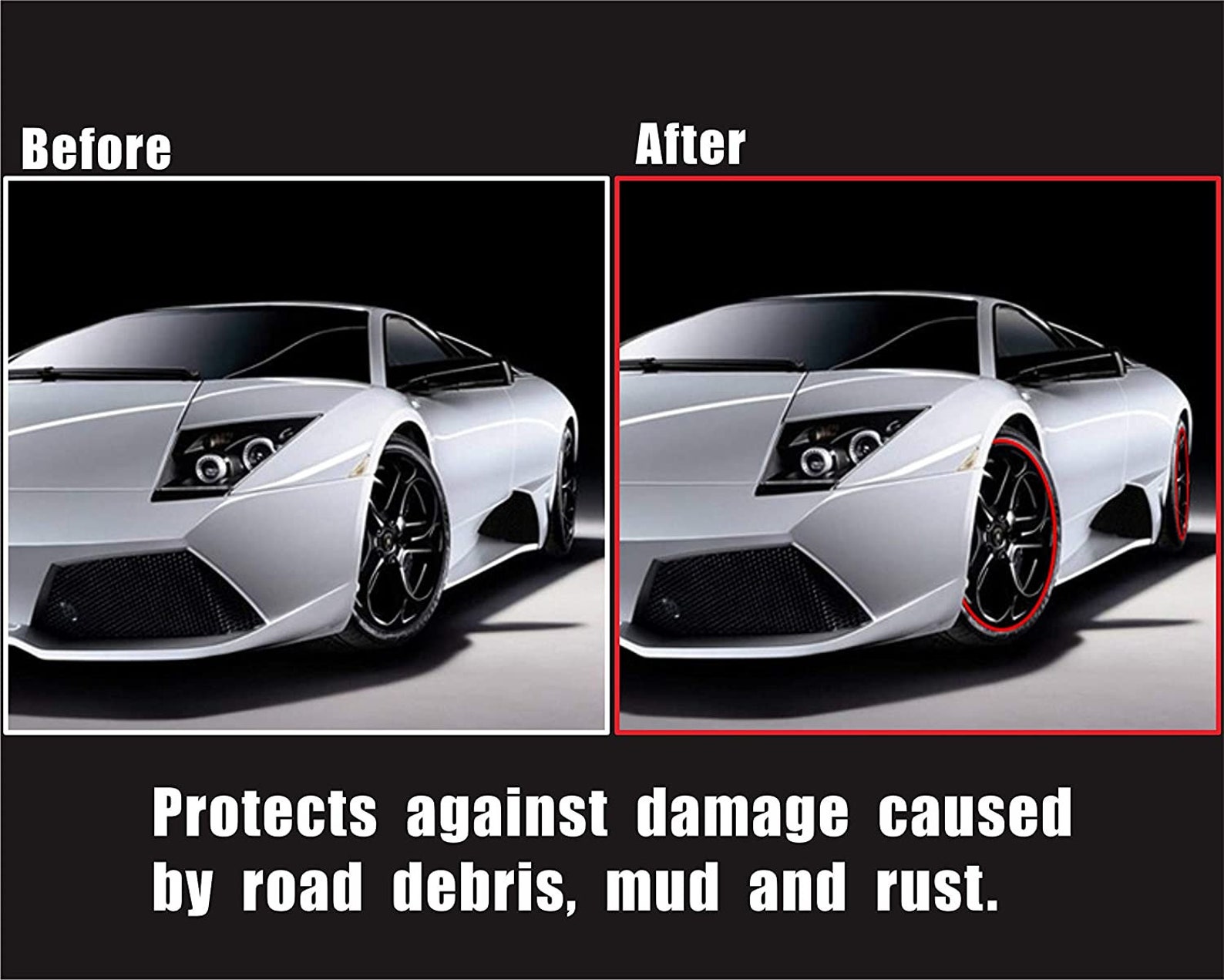 26FT Red Car Wheel Hub Rim Edge Protector Ring Tire Guard Sticker ...