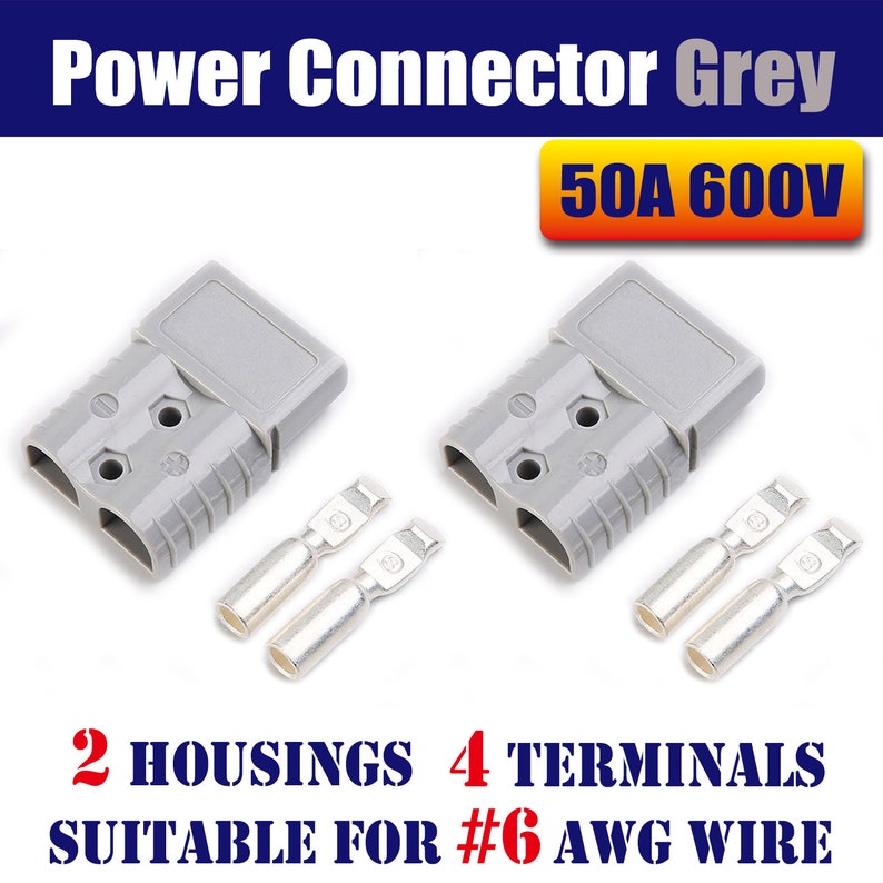 50amp Anderson Compatible 2 Pole Power Connector Plug Gray | Etsy