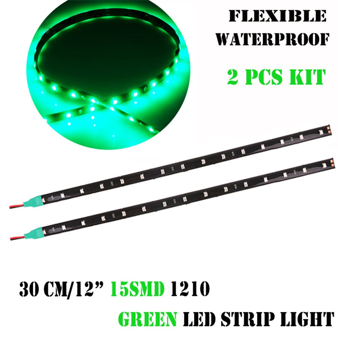2pcs12inch30cm Green DIY 12V 15SMD Flexible Waterproof LED Strip Light ...