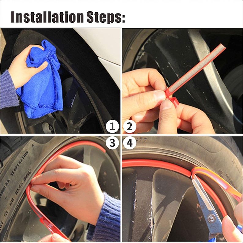 26ft Car Wheel Hub Rim Trim Tire Guard Rubber Strip Protector Sticker ...