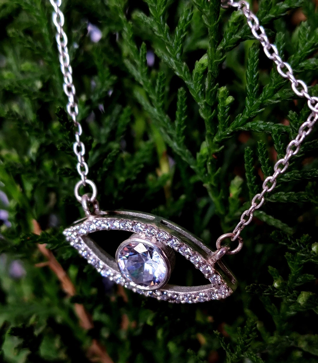 Evil Eye Amulet Zircon Pendant Necklace | Sterling Silver Evil Eye ...