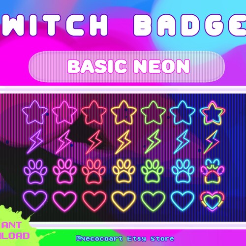 Neon Crown Twitch Sub Badges Diamond Crowns Sub Badges - Etsy