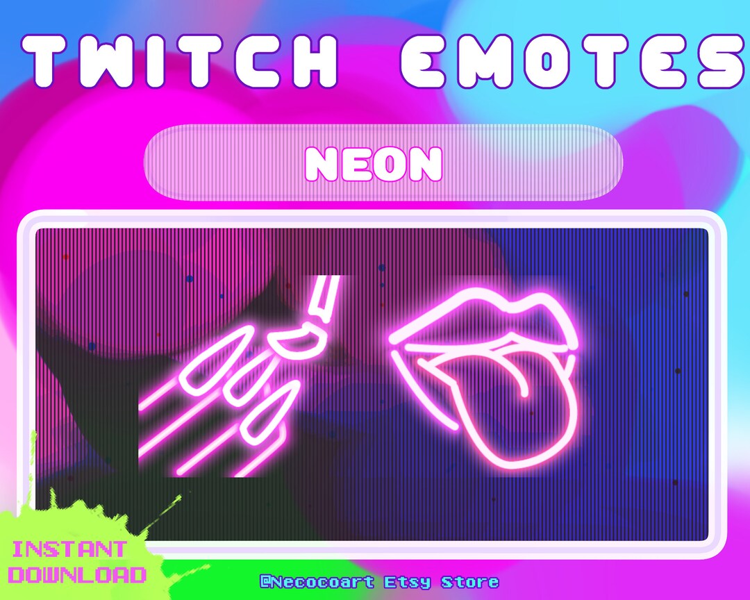 Neon Twitch Emote Pack Nails & Lips - Etsy Canada