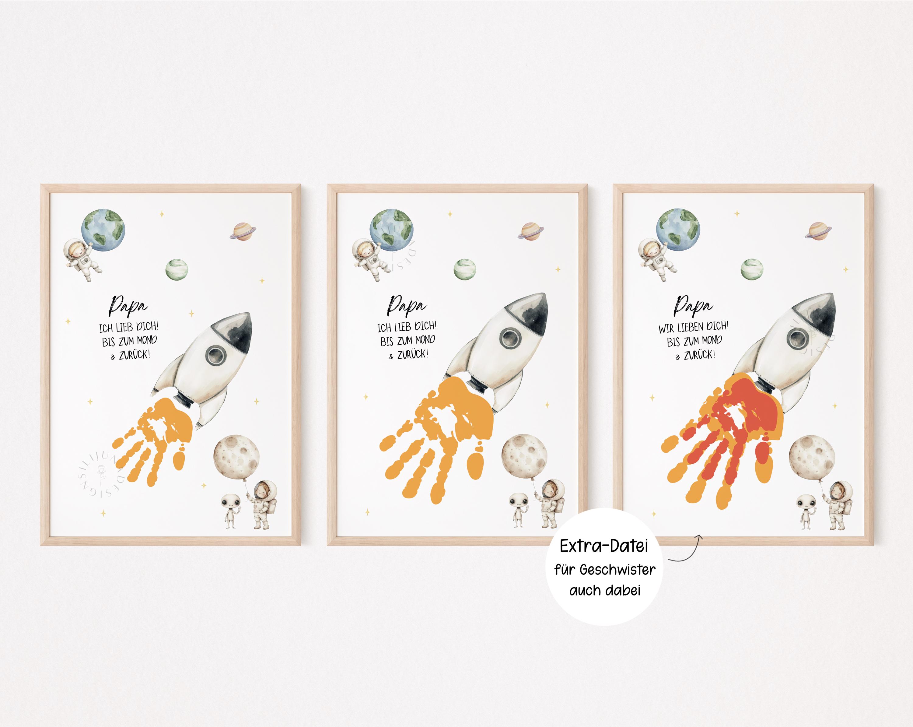 Father's Day Gift for Dad PDF – Handprint Craft Template Rocket, DIY ...