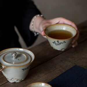 Retro Style Travel Tea Set, Wood Ash Glaze Portable Ceramic Tea Set 1 ...