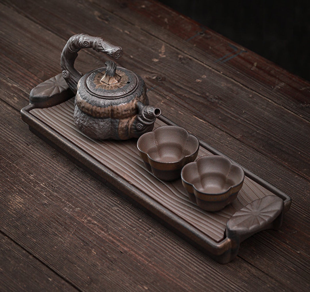 Ceramic Chinese Tea Set in Pumpkin Style/ Handmade Kungfu Tea Set ...