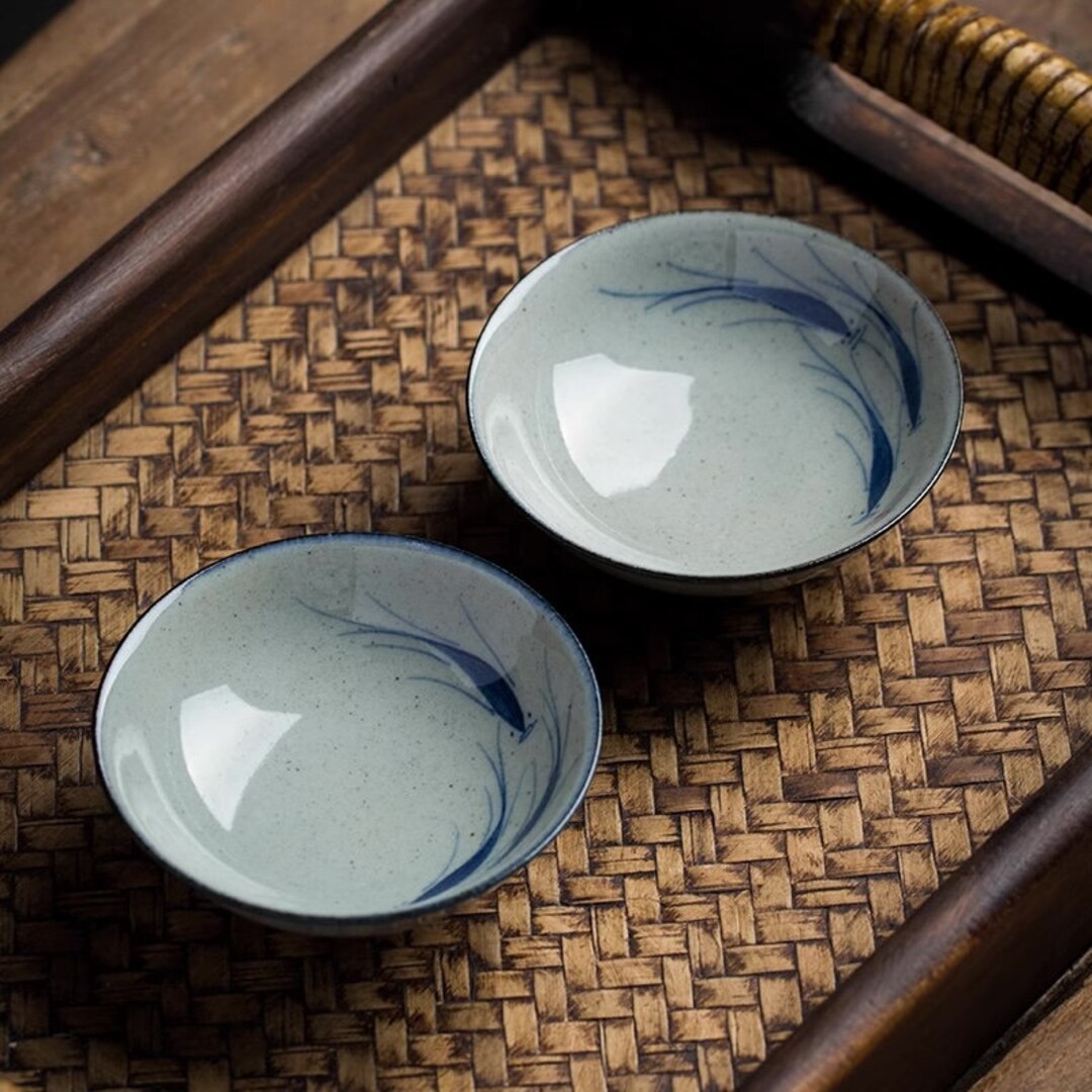 Old Clay Pu-erh Fish Tea Cup 35ml/1.2oz , Hand Painted Cup, Jingdezhen ...