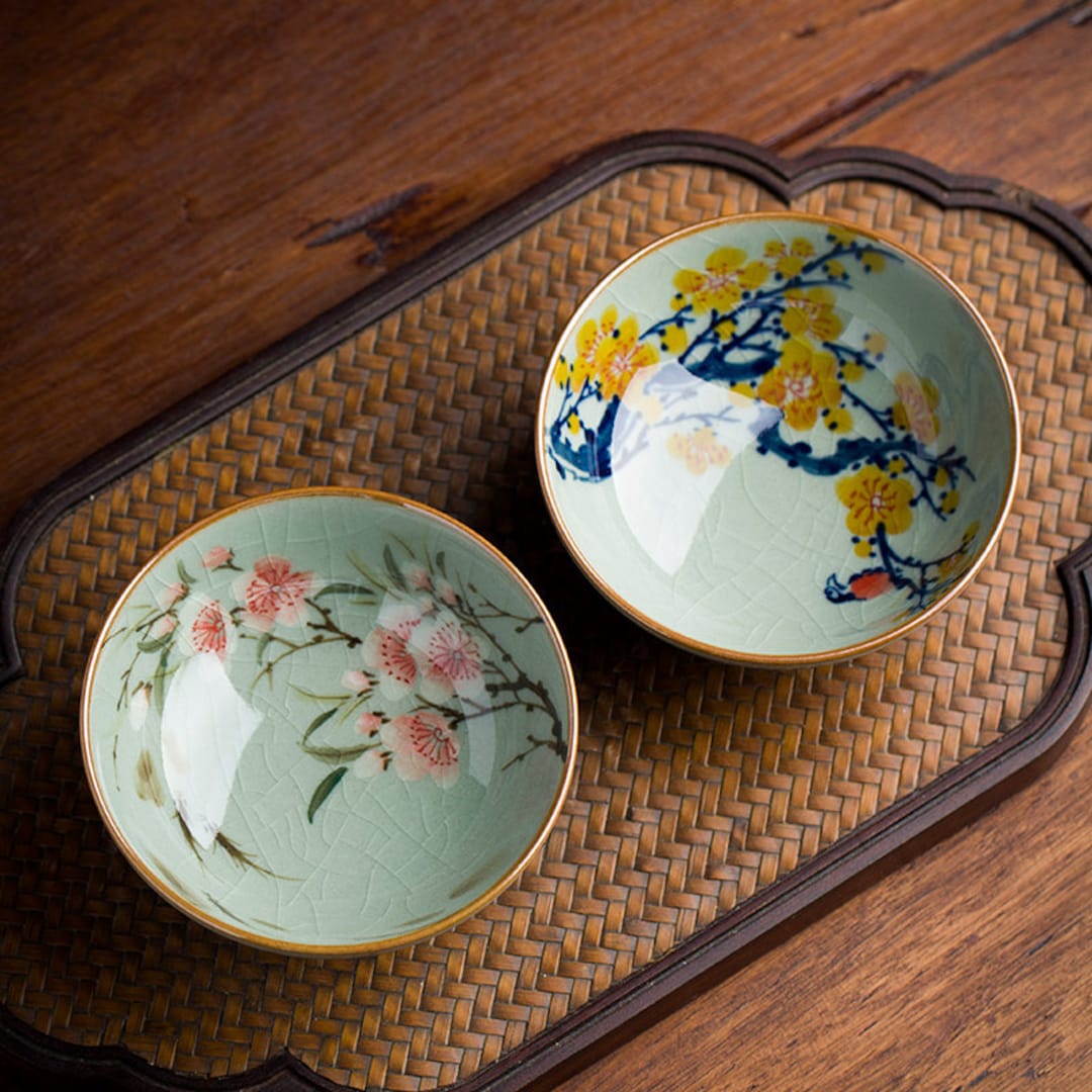 Wood-fired Gongfu Tea Cups, Hand Painted Blue White Pu-erh Tea Cup 75ml ...