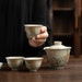 Wood Ash Glaze Gray Travel Tea Set Portable Kung Fu Tea Set 1 Gaiwan ...