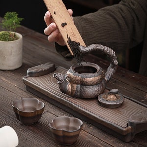 Ceramic Chinese Tea Set in Pumpkin Style/ Handmade Kungfu Tea Set ...
