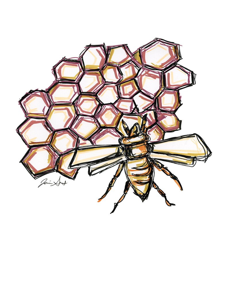 Beehive Line Drawing - Digital Art Print - Etsy