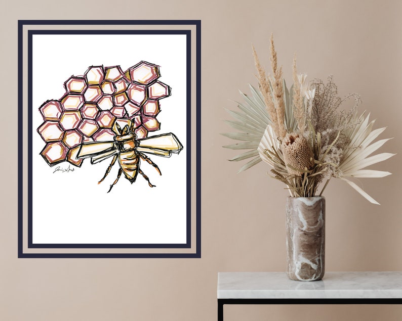 Beehive Line Drawing - Digital Art Print - Etsy
