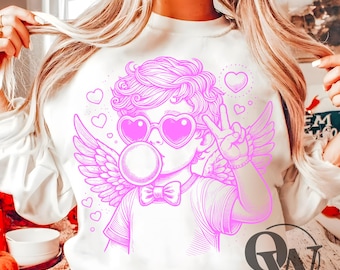 Cupid Valentines Day Blowing Bubble Png, Vintage Valentines Day Png ...