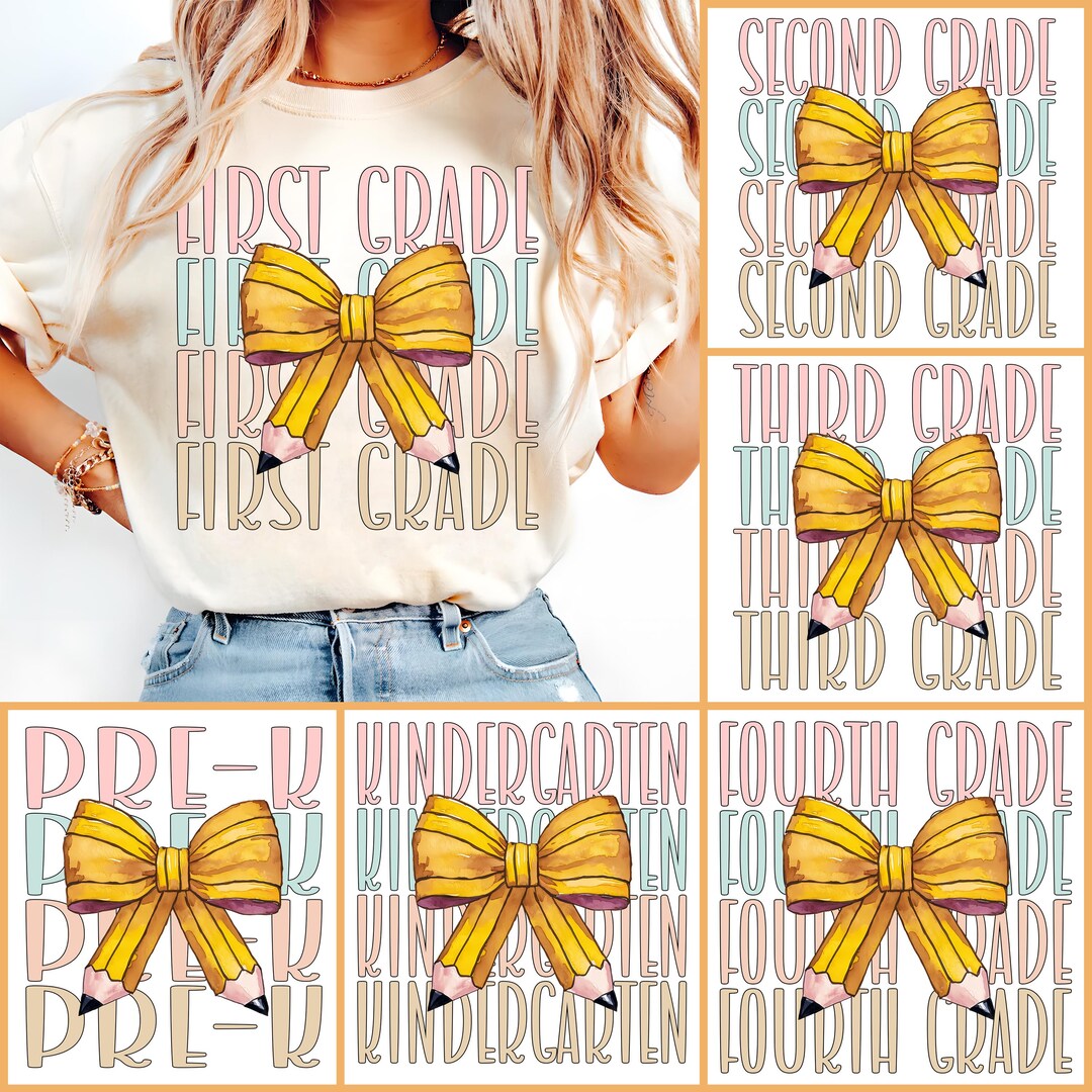 Teacher Coquette Png, Retro Back to School Png Bundle, Teacher Pencil ...
