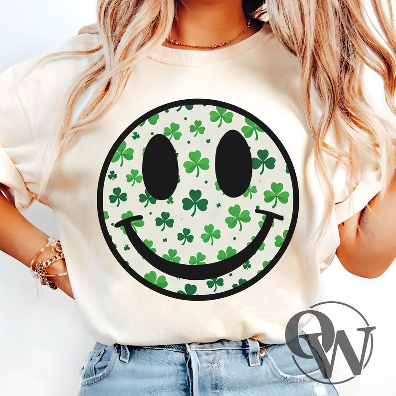 Retro Shamrock Smile Face SVG, St Patrick's Day PNG, Smiley Face PNG ...
