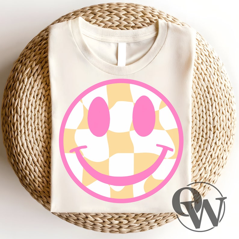 Yellow Checkered Smile Face, Smiley Face PNG, Retro Checkered Smile ...