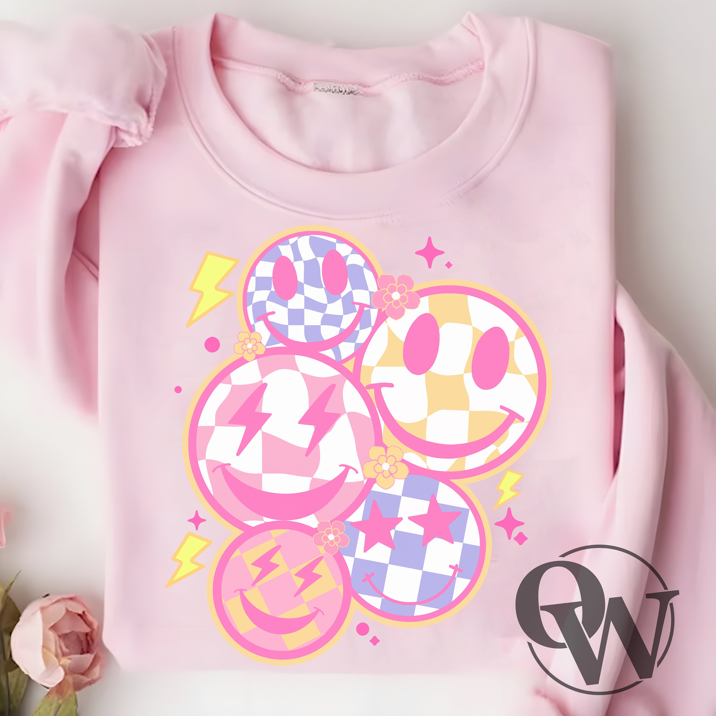 Smile Face Collage, Smiley Face PNG, Retro Checkered Smile Face, Beach ...