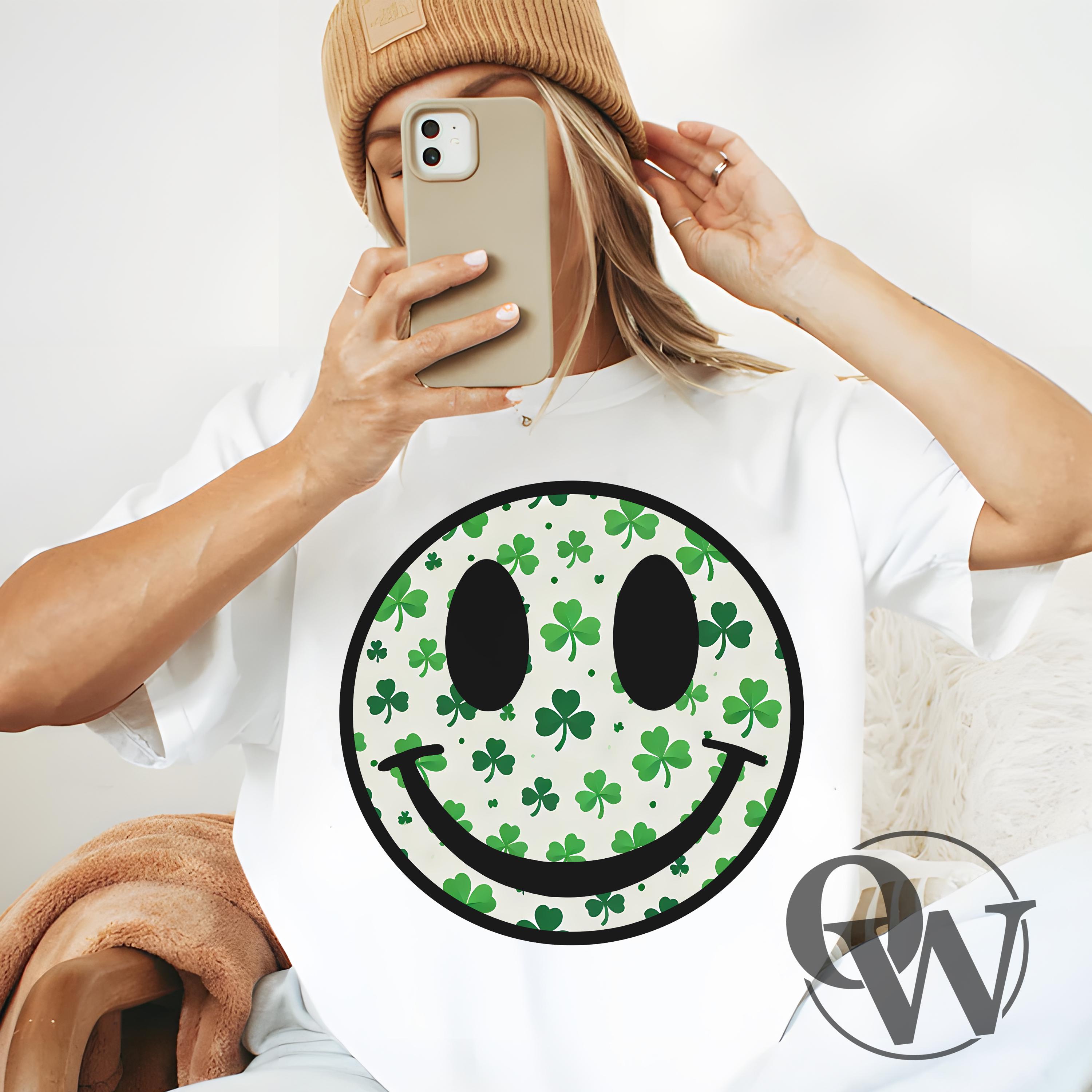 Retro Shamrock Smile Face SVG, St Patrick's Day PNG, Smiley Face PNG ...