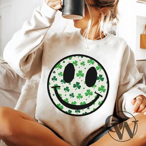 Retro Shamrock Smiley Face SVG, St Patrick's Day PNG (digital Download ...