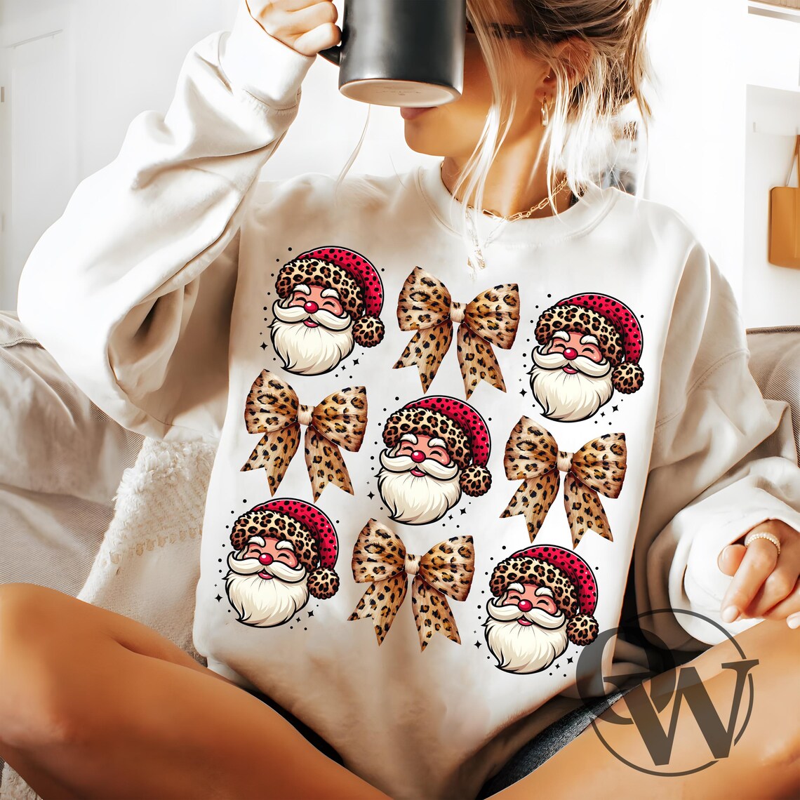 Leopard Coquette Christmas Png, Christmas Png, Leopard Santa Png ...