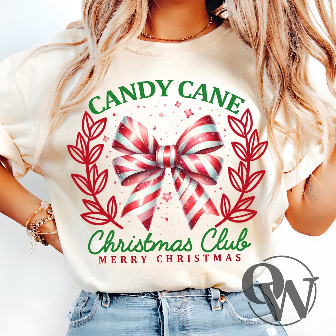 Candy Cane Christmas Club Png, Christmas Coquette Bow Png, Funny ...