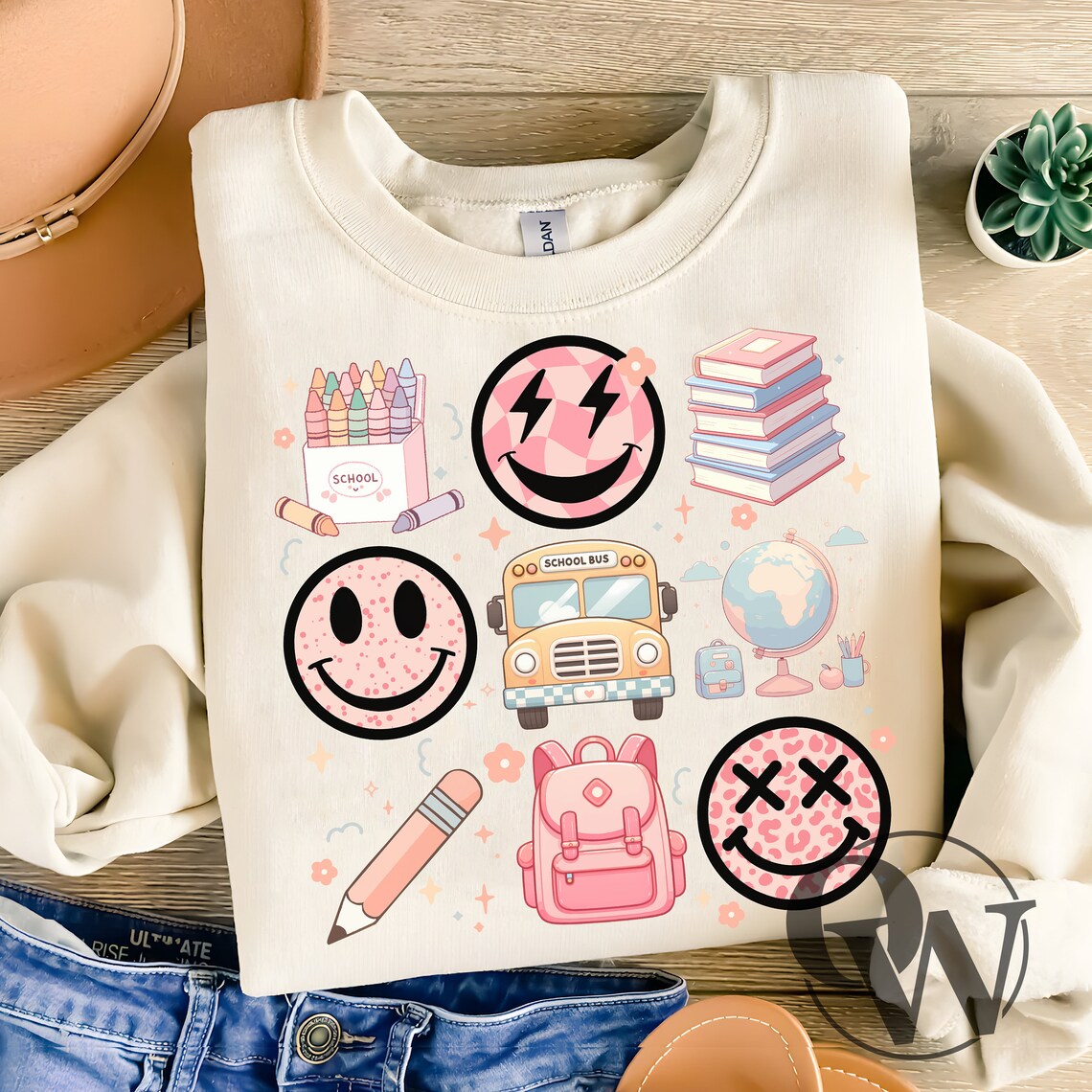 Back to School PNG, Smiley Face Png, School Bus Png, Books Png, Globe ...