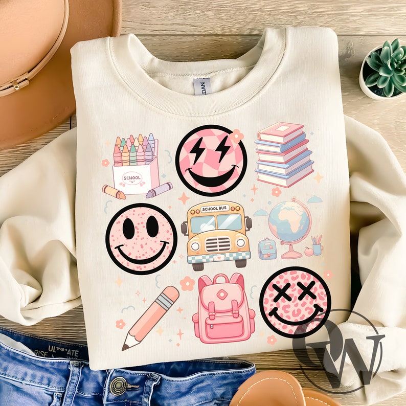 Back to School PNG, Smiley Face Png, School Bus Png, Books Png, Globe ...