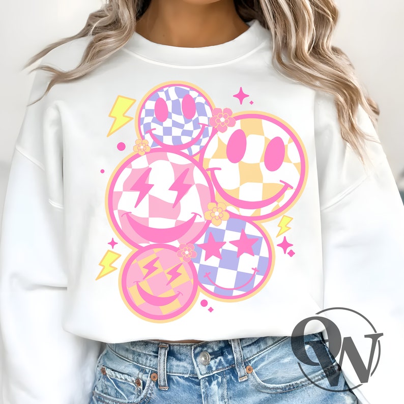 Smile Face Collage, Smiley Face PNG, Retro Checkered Smile Face, Beach ...