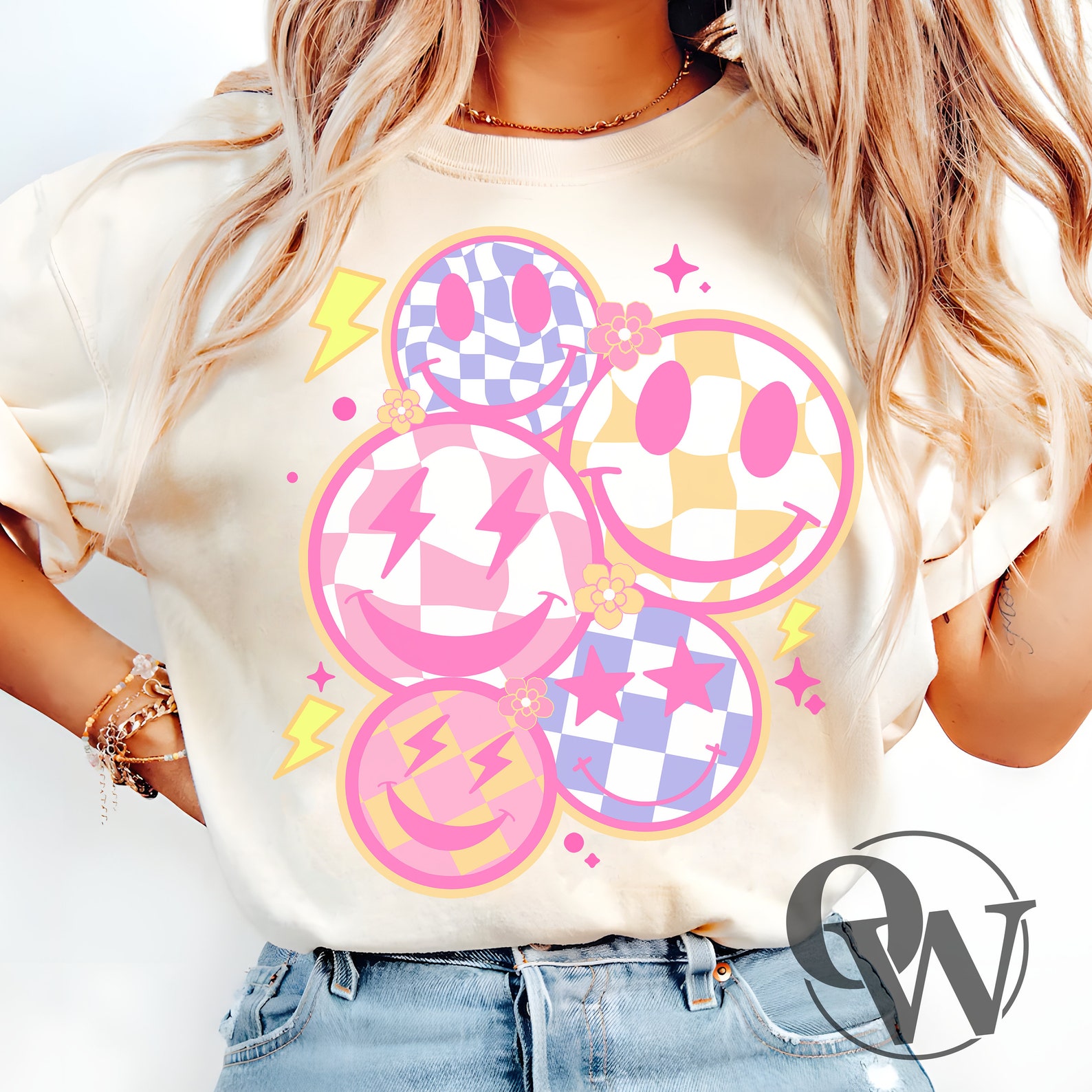 Smile Face Collage, Smiley Face PNG, Retro Checkered Smile Face, Beach ...