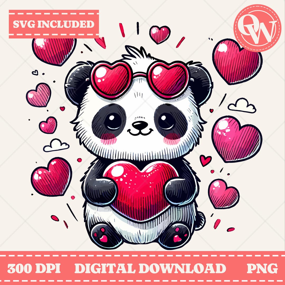 Valentine's Day Panda Png, Panda Love Png, Panda Valentine Png ...