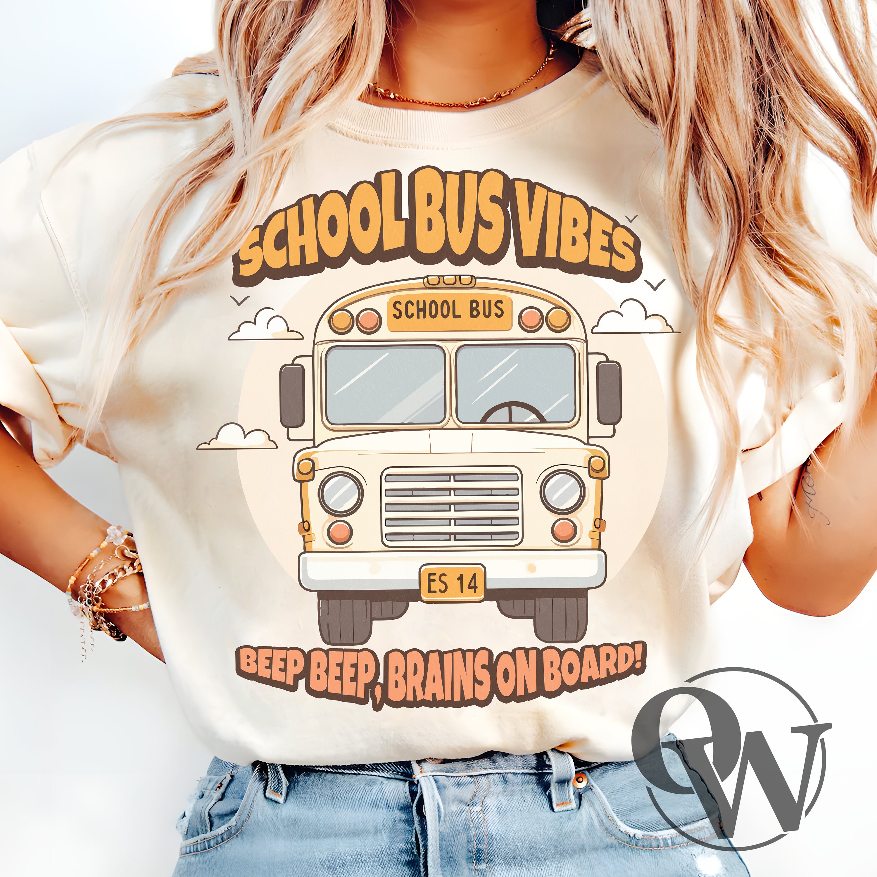 School Bus Vibes, Beep Brains on Board PNG, Retro School Png, Teacher ...