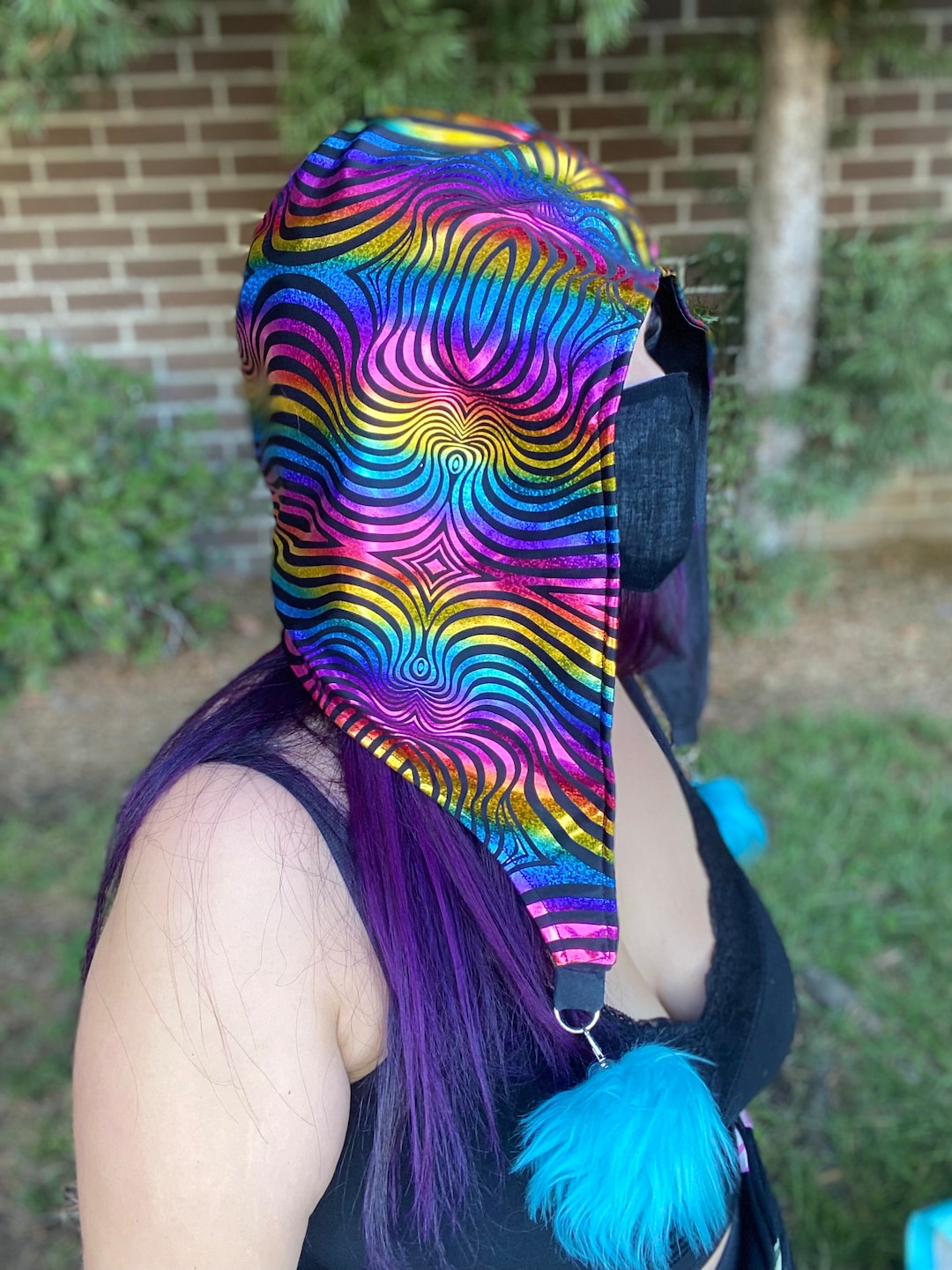 Rainbow Drip Rave Hood - Etsy