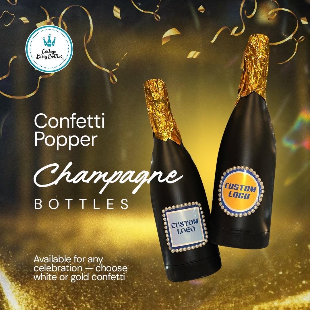 Confetti Popper "champagne" Bottles - White & Gold Celebration Poppers ...