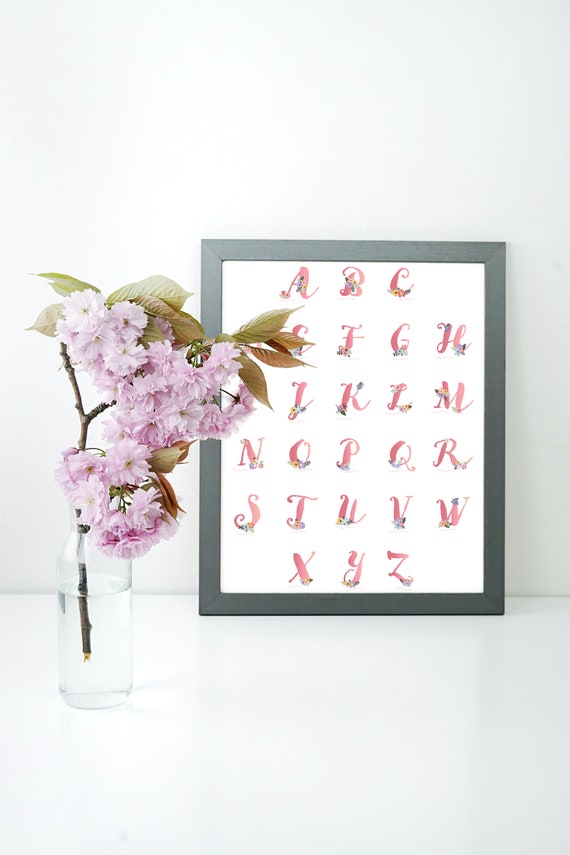 Pink Floral Alphabet DIGITAL PRINT | Etsy