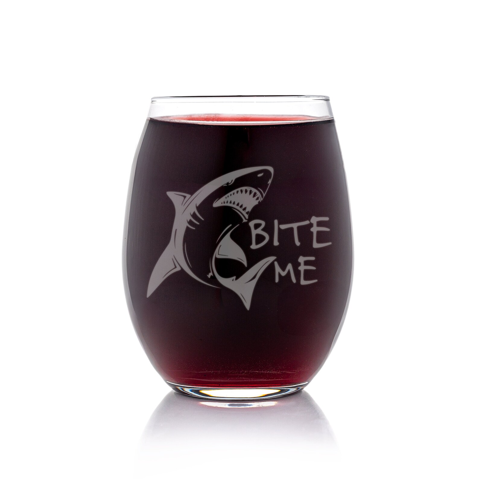 Bite Me Shark Week Stemless Wine Glass Shark Week Gift, Shark Week ...