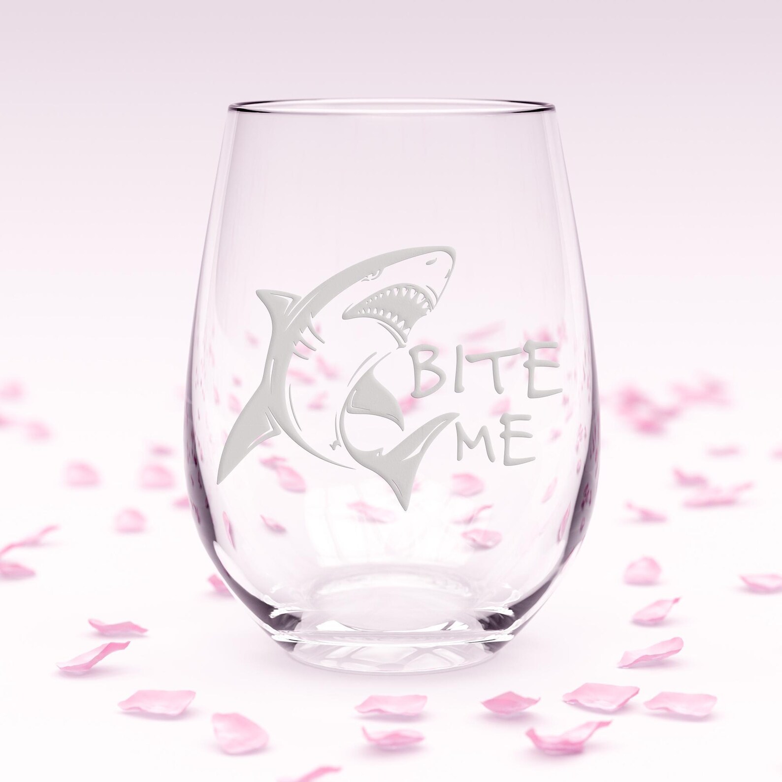Bite Me Shark Week Stemless Wine Glass - Shark Week Gift, Shark Week ...