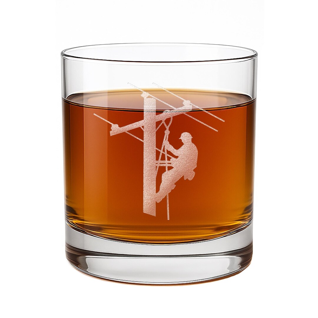 Lineman Pole Round Rocks Glass Electrical Lineworker Whiskey Glass ...