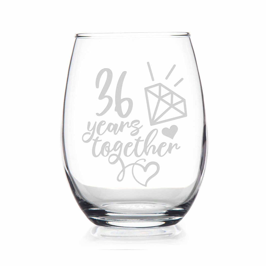 36 Year 36th Wedding Anniversary Gift Stemless Wine Glass Years of ...