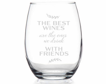Good Friends Wine Together Stemless Wine Glass Friend Wine - Etsy