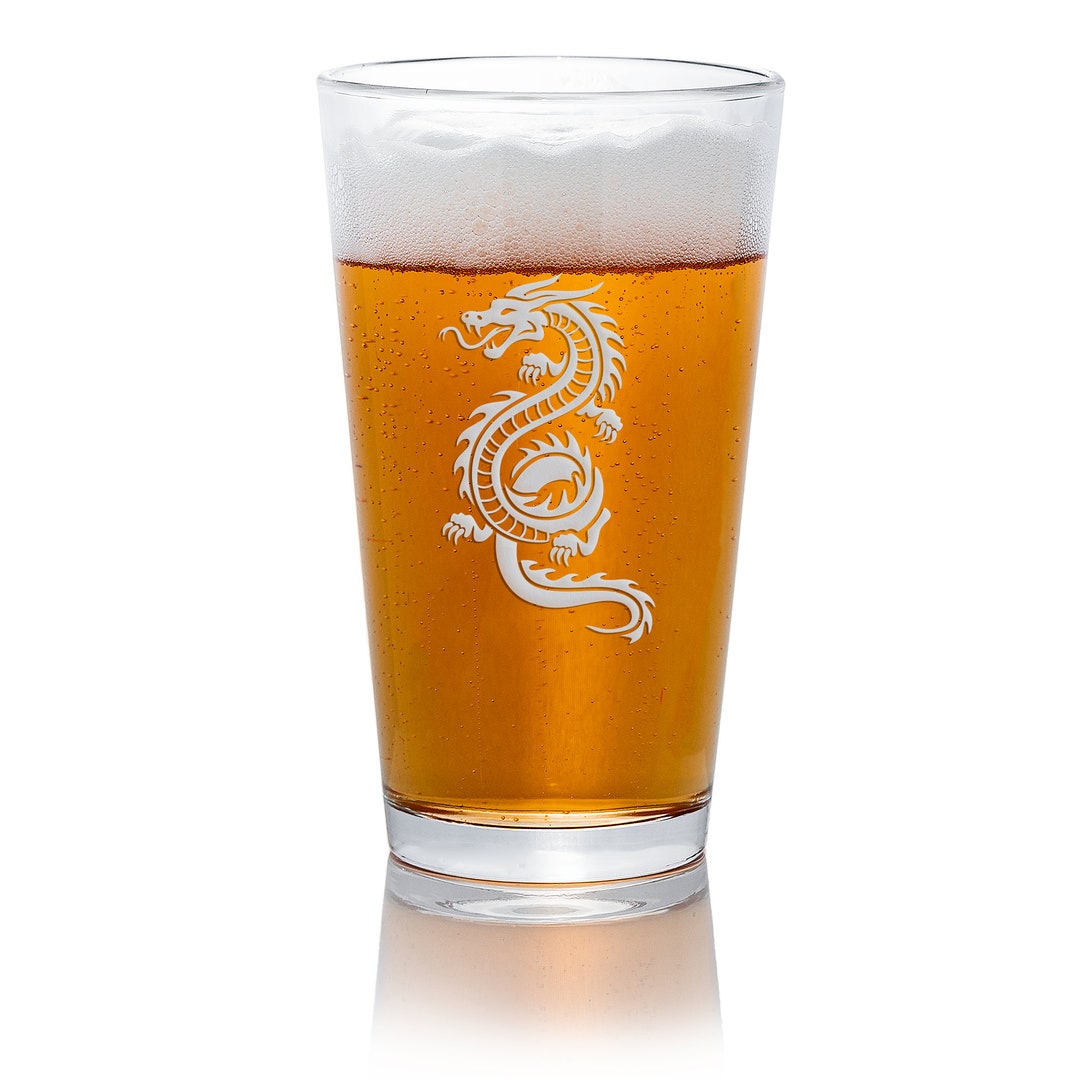 Dragon Standing Pint Beer Glass - Masterpiece Toast, Dragon Gift, Gift ...