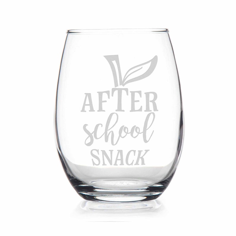 After School Snack Stemless Wine Glass T For Teachers Etsy