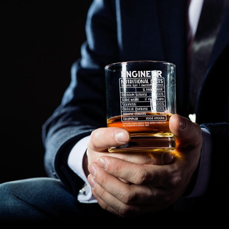Engineer Nutrition Facts Whiskey Glass: Funny Engineer Gift - Etsy